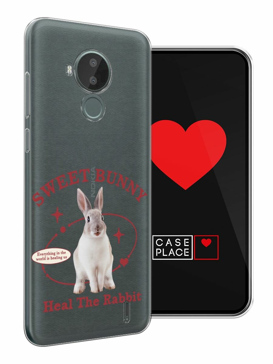Чехол на Nokia C30 / Нокия C30 с принтом "Heal the rabbit", прозрачный — фото 1