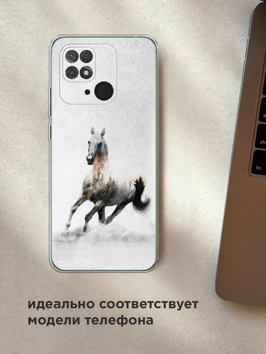 Чехол на Xiaomi Redmi 10C / Сяоми Редми 10C с принтом "Лошадь лес" — фото 1