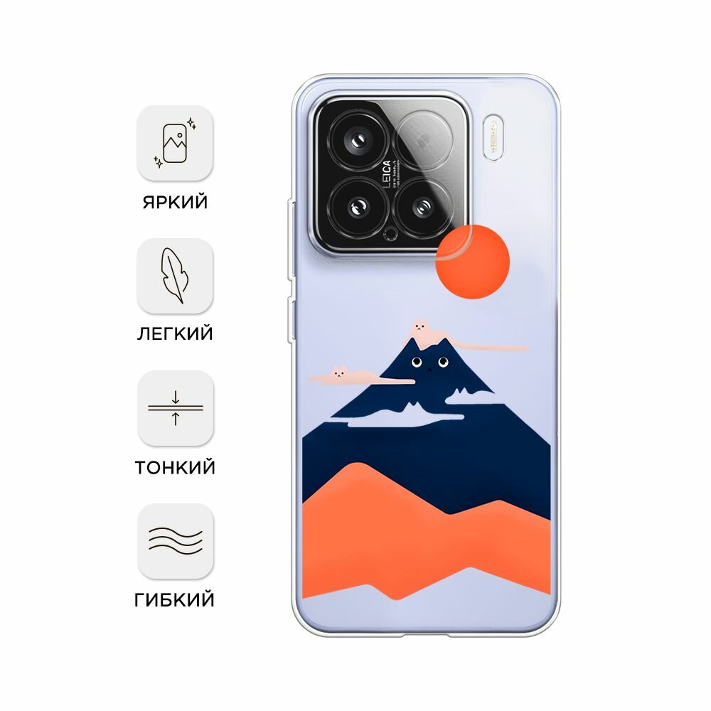 Чехол на Xiaomi 15 / Сяоми 15 с принтом "Кот-гора", прозрачный — фото 1