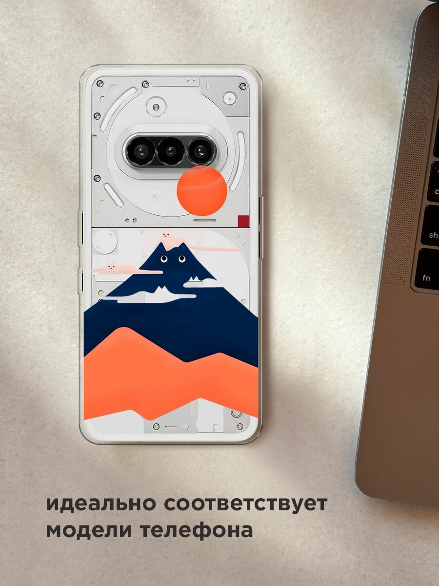 Чехол на Nothing Phone 3a / Нотинг Фон 3а с принтом "Кот-гора", прозрачный — фото 1