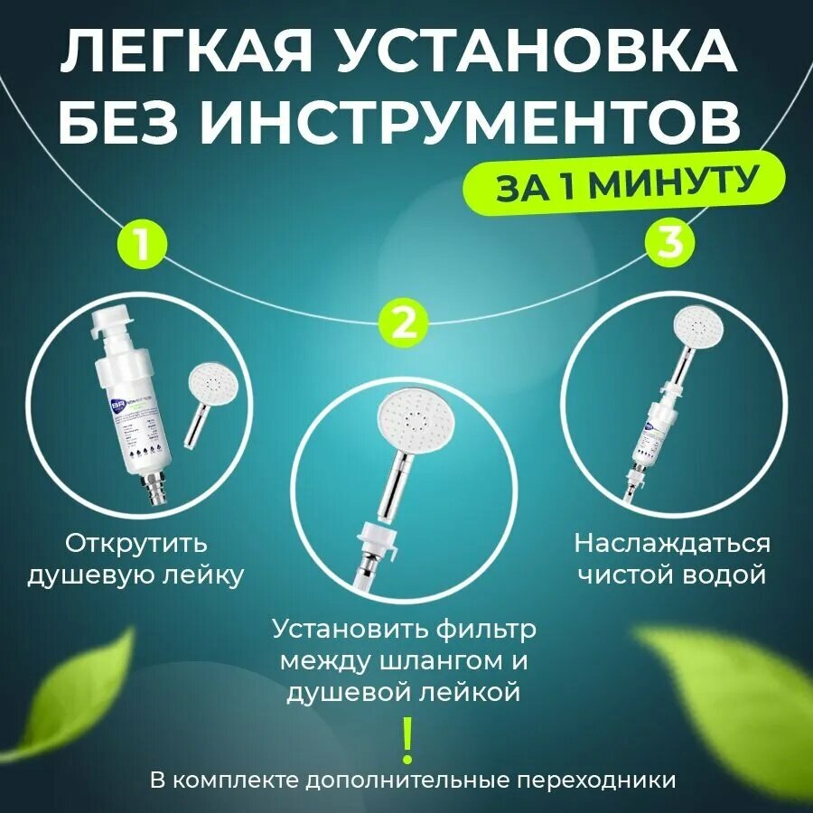Фильтр для душа от хлора и ржавчины BR + запасные картриджи