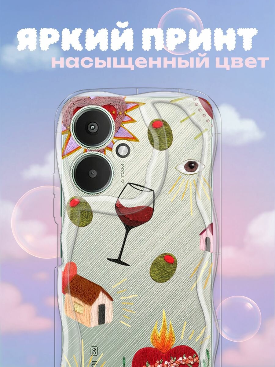 Чехол на Xiaomi Redmi 13C/Poco C65 / Редми 13C/Поко C65 с принтом "Ниточный коллаж" — фото 1