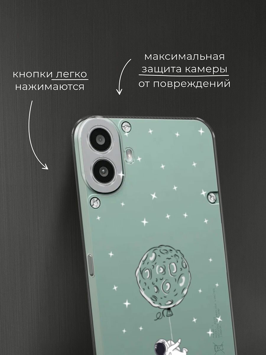 Чехол на CMF Phone 1 / CMF Фон 1 с принтом "Лунный полет", прозрачный — фото 1