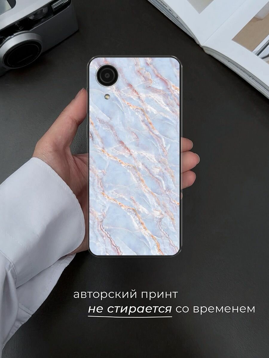 Чехол на Samsung Galaxy A03 Core / Самсунг Галакси А03 Core с принтом "Сиреневый мрамор" — фото 1