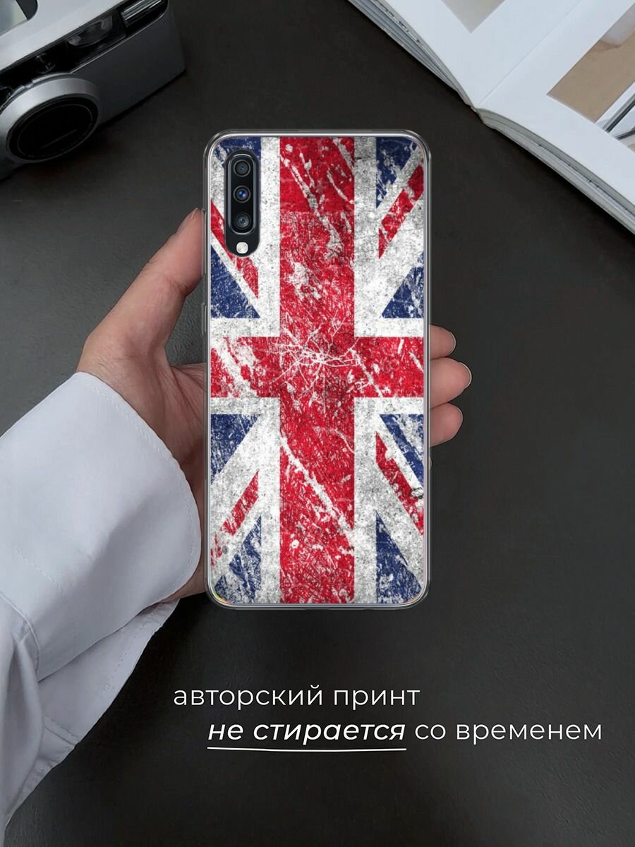 Чехол на Samsung Galaxy A70 / Самсунг Галакси А70 с принтом "Флаг британский" — фото 1