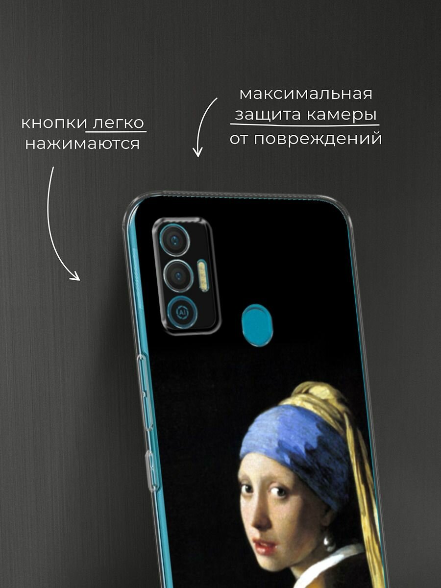 Чехол на Tecno Spark 7 / Техно Спарк 7 с принтом "Девушка с жемчужной сережкой" — фото 1