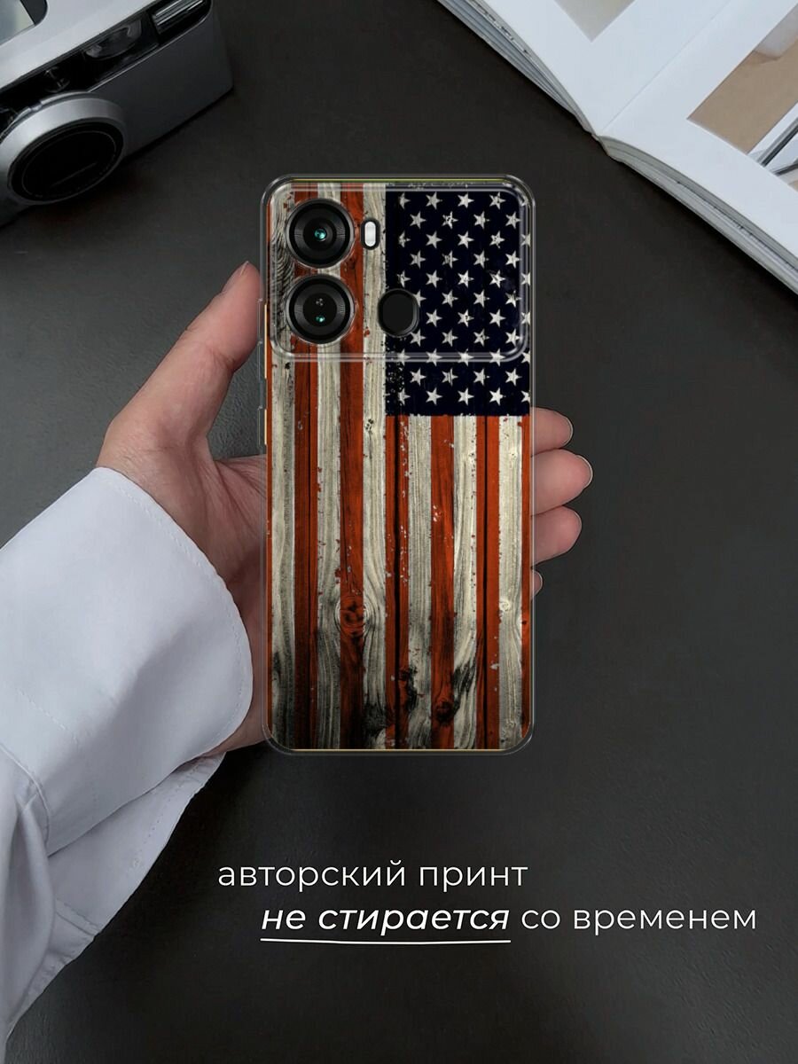 Силиконовый чехол на Itel P40 / Ител P40 с принтом "США" — фото 1