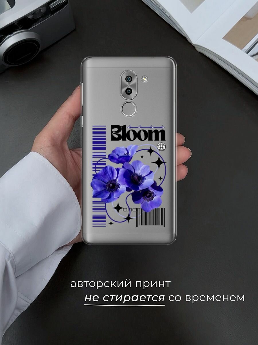 Чехол на Honor 6X / Хонор 6Х с принтом "Завораживающие анемоны", прозрачный — фото 1