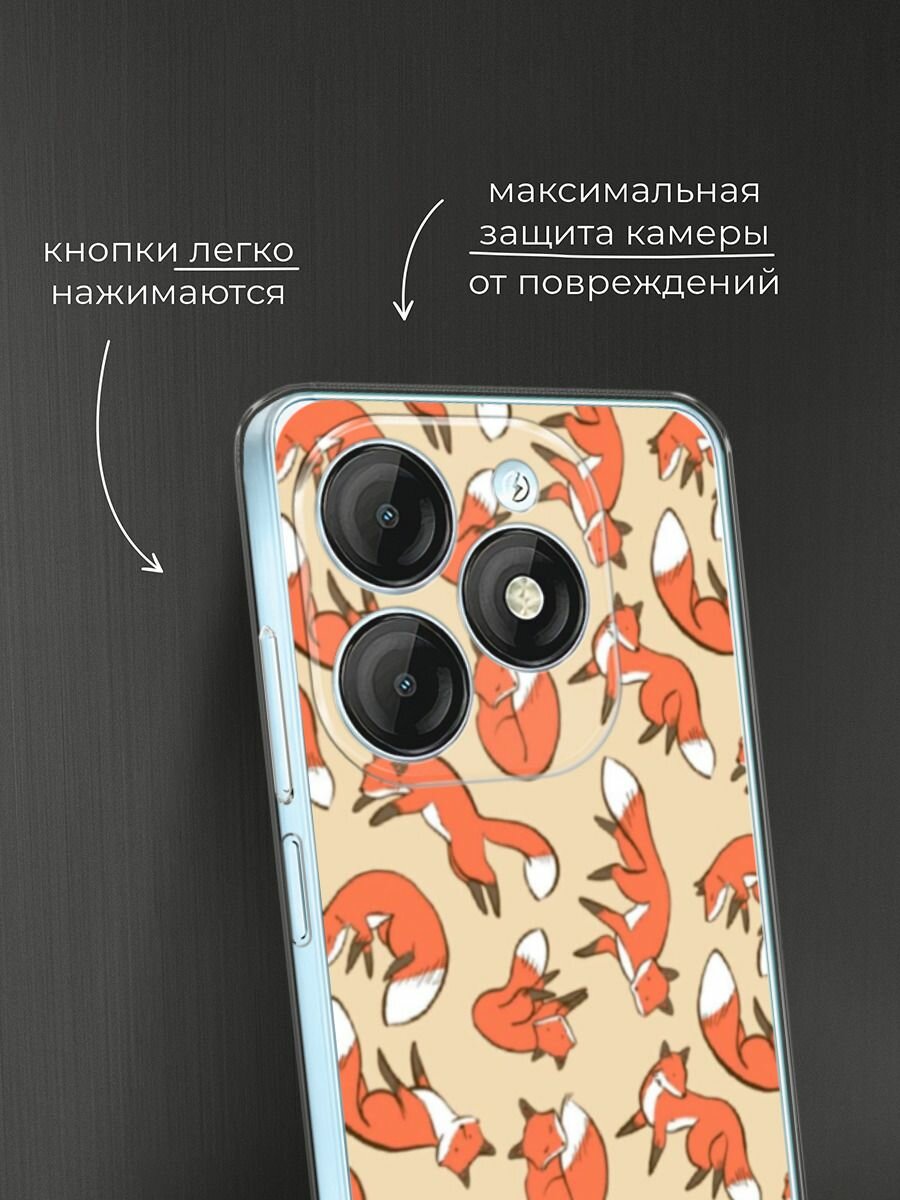 Силиконовый чехол на Itel P55 / Ител Р55 с принтом "Лисички фон" — фото 1