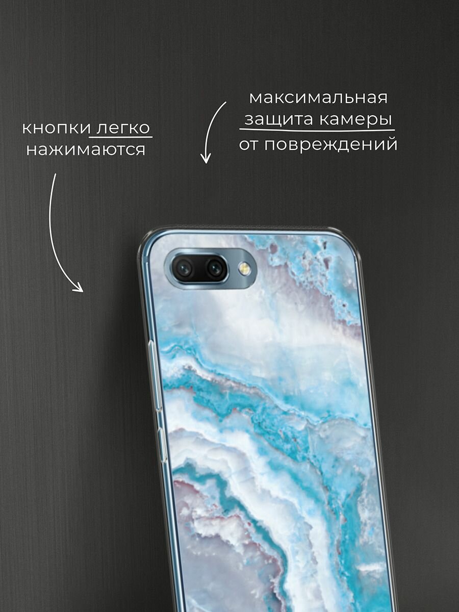 Чехол на Honor 10 / Хонор 10 с принтом "Нежно-голубой мрамор" — фото 1