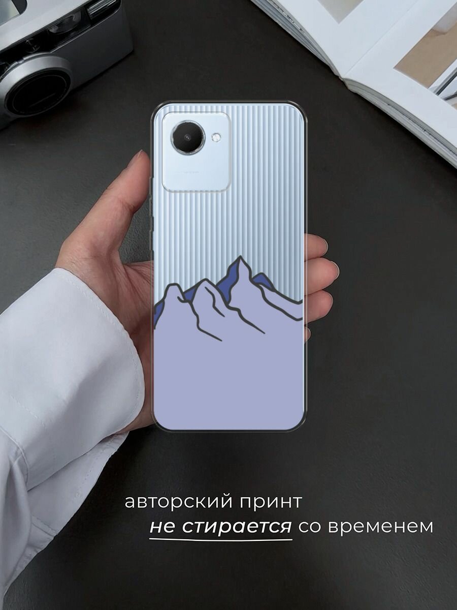 Чехол на Realme C30 / Реалми C30 с принтом "Гора", прозрачный — фото 1