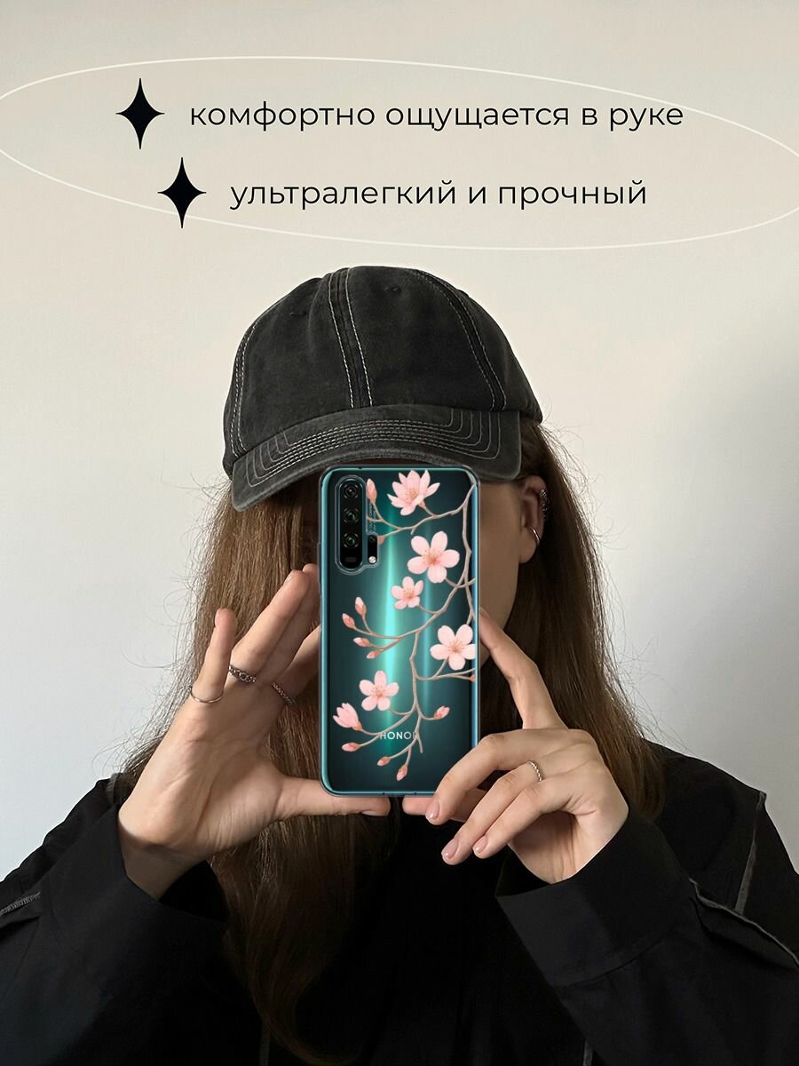 Чехол на Honor 20 Pro / Хонор 20 Про с принтом "Веточка распускающейся сакуры 2" — фото 1