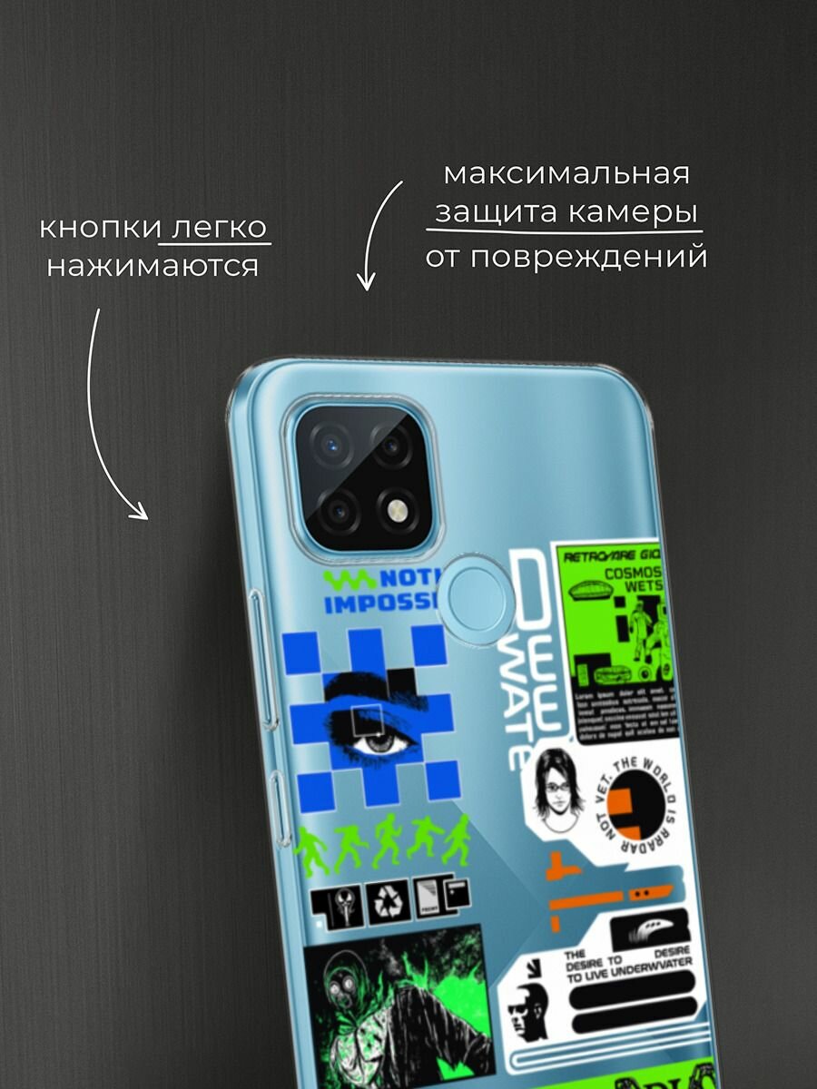 Чехол на Realme C21 / Реалми С21 с принтом "Nothing impossible", прозрачный — фото 1