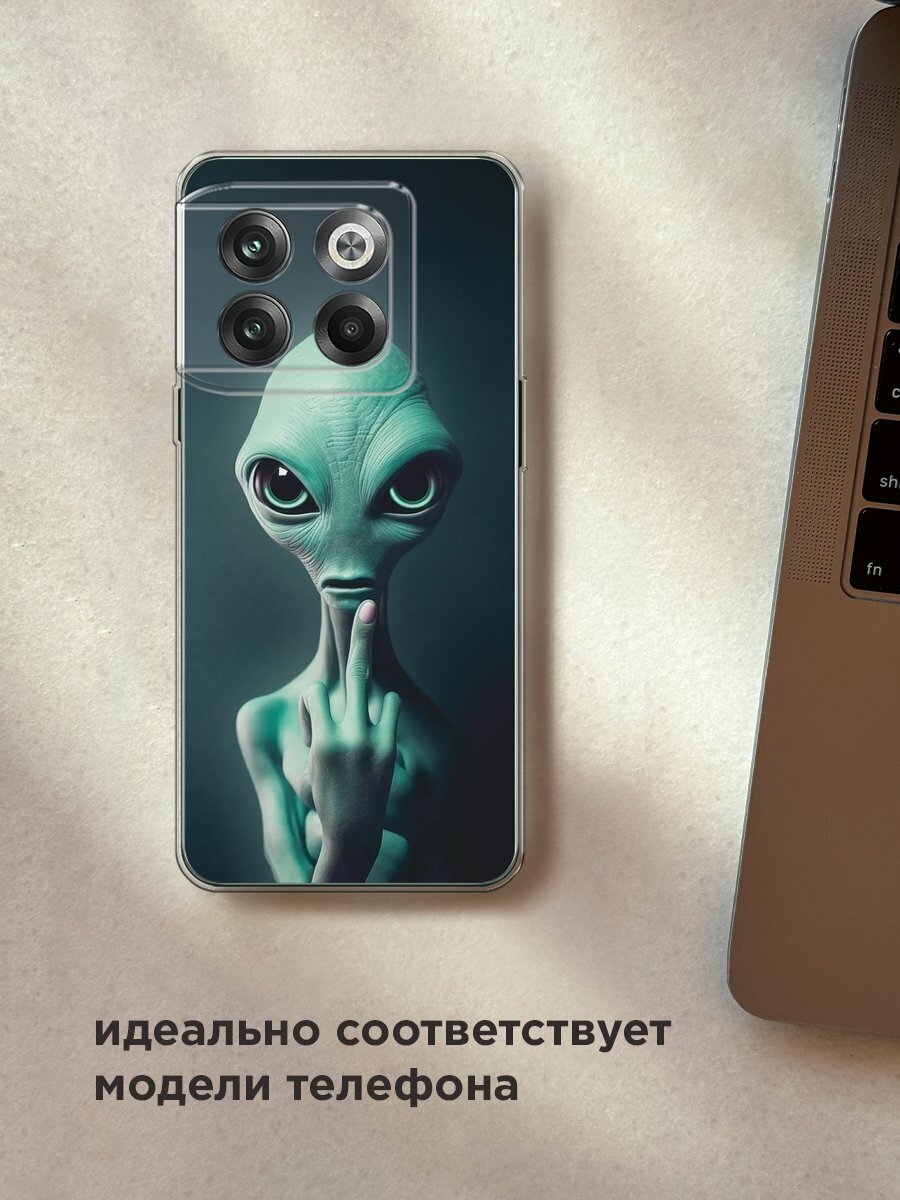 Чехол на OnePlus 10T / Ван плюс 10T с принтом "Жест пришельца" — фото 1