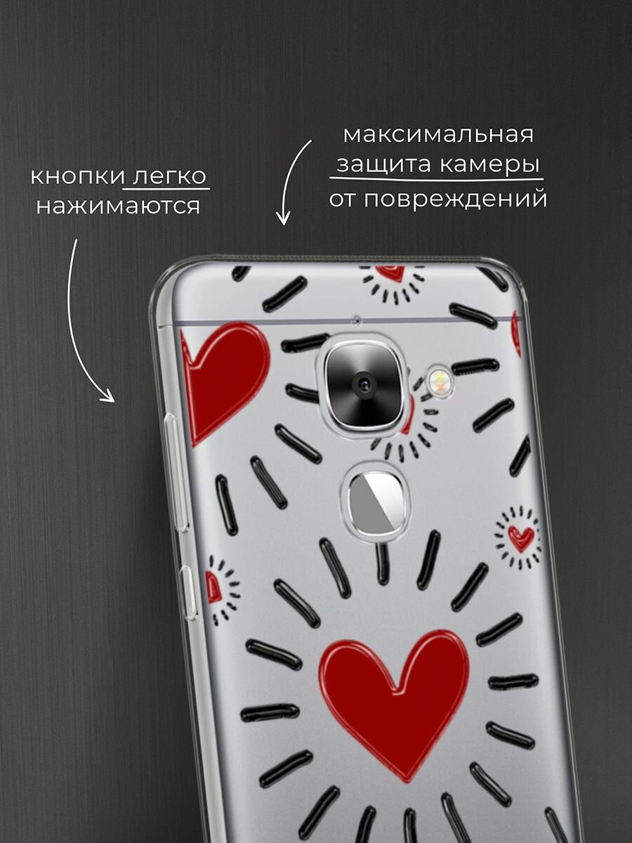 Чехол на LeEco Le 2/2 pro / Лееко Ле 2/2 про с принтом "Бордовые сердца паттерн" — фото 1