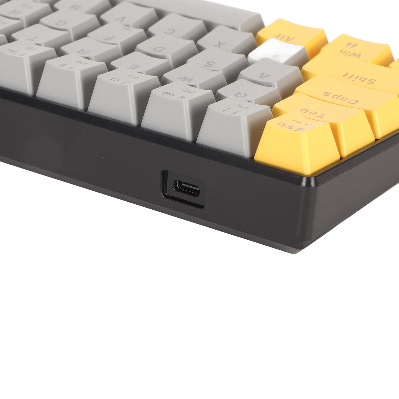 61-клавишная механическая клавиатура, портативная, компактная, 60% игровая клавиатура со светодиодной подсветкой для ПК с ОС Windows, ноутбука, желто-серая поверхность, красный переключатель
