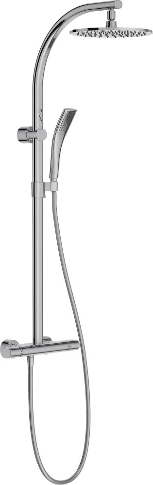 Душевая стойка Jacob Delafon Talan E11717RU-CP со смесителем, термостатическим, хром, глянцевая, душевая система с тропическим душем, с лейкой, латунная