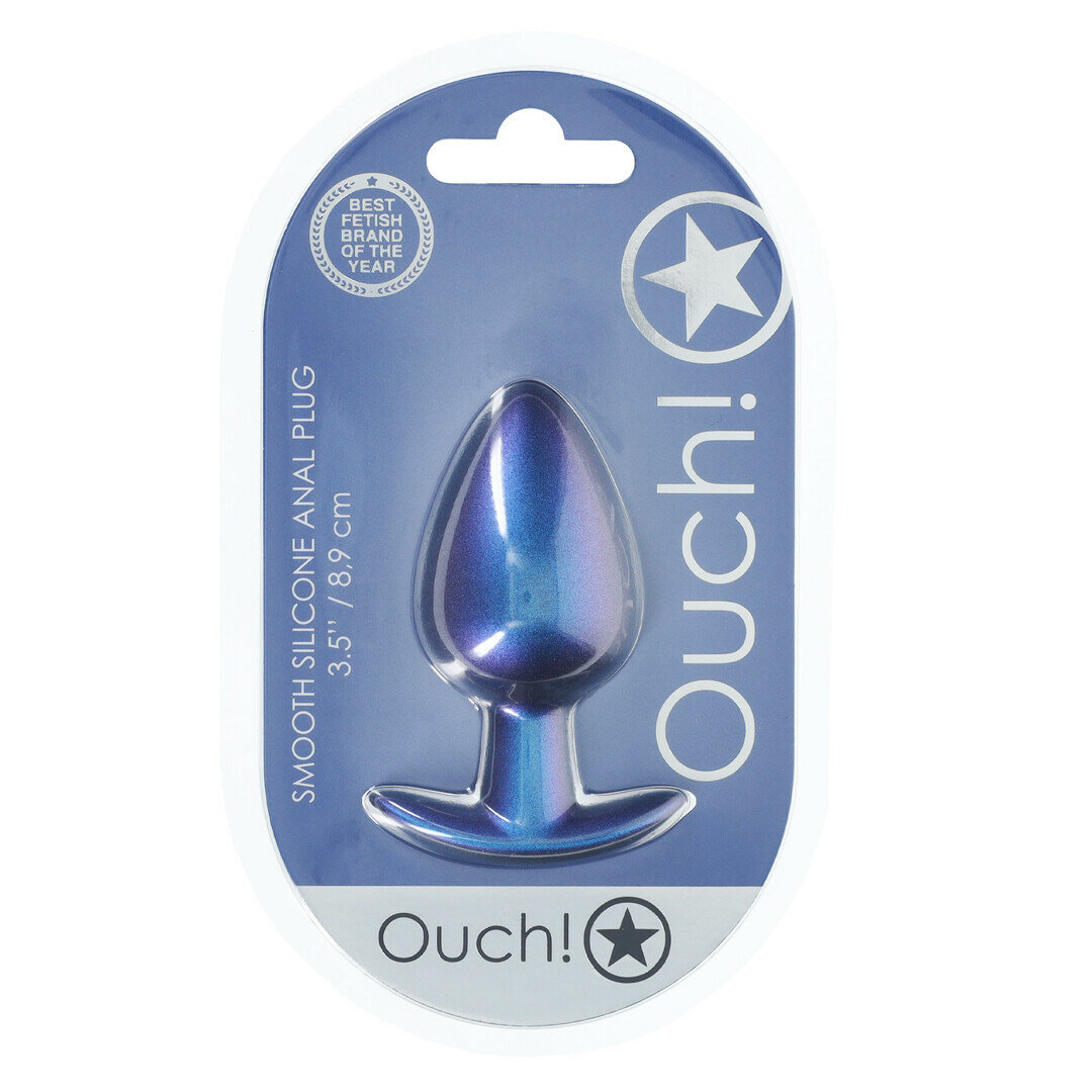 Анальная пробка Shots Media Ouch! Plug L - Metallic Blue, силикон
