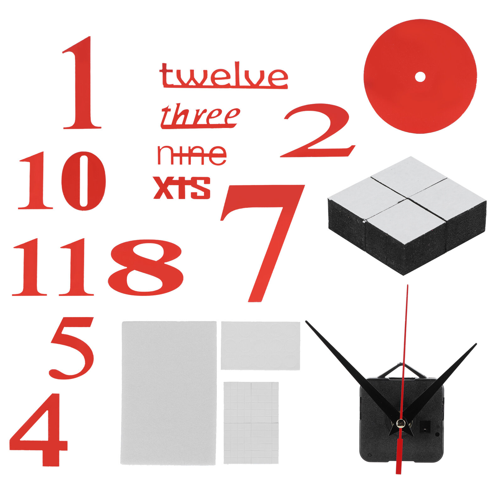Современные цифровые настенные часы DIY, наклейки для дома, гостиной, офиса, украшения, красный