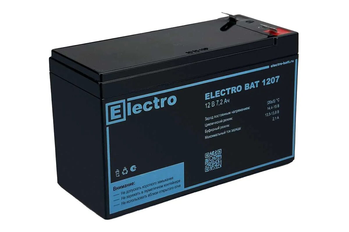 ELECTRO ВАТ 1207 AGM аккумулятор, 12В, 7Ач для резервного питания и ИБП