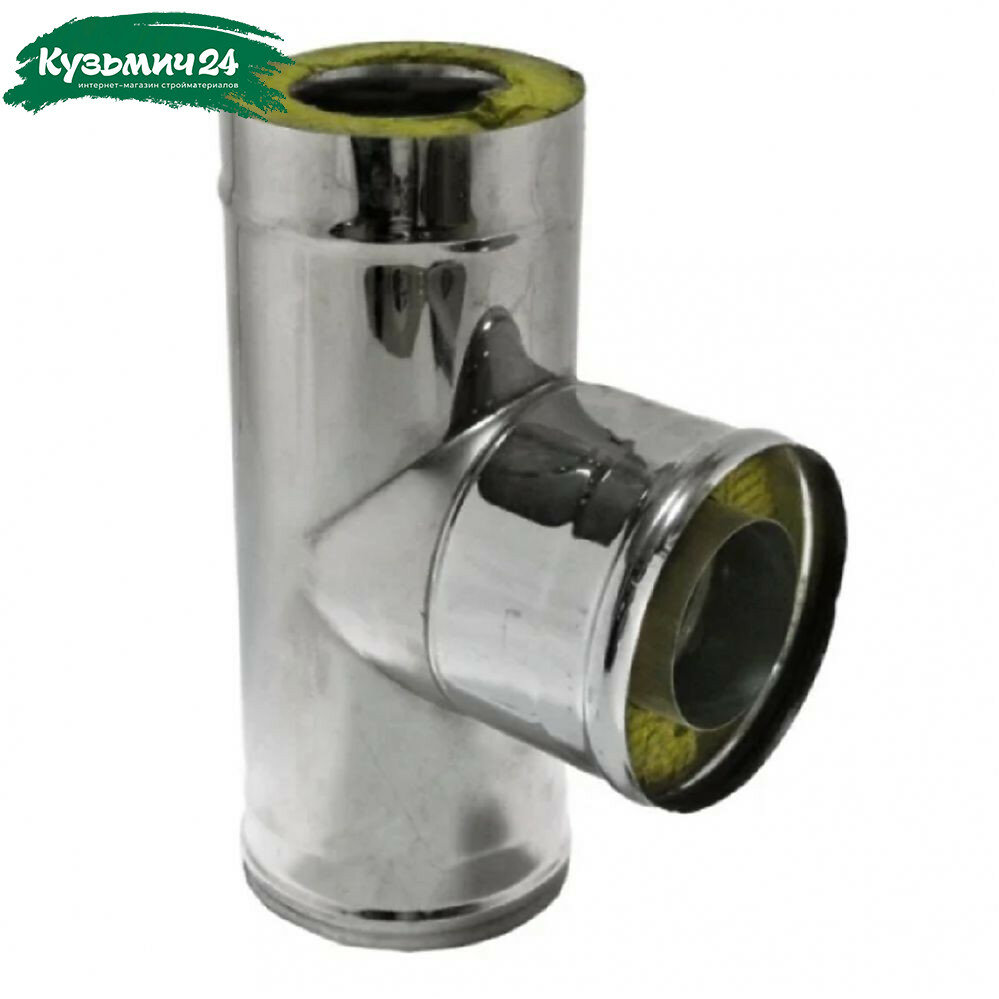 Тройник для дымоходов Ferrum d 130x200 мм, 90 гр, сталь 0.5 мм, сэндвич-конструкция, 1 шт.