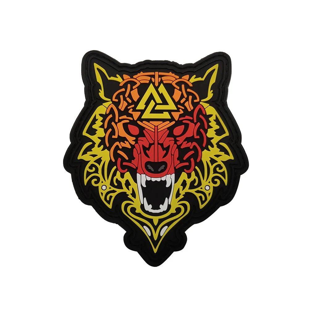 Нашивка 3D ПВХ с волком Викингов Античное серебро