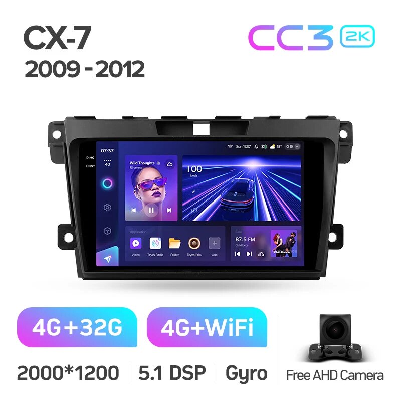 TEYES Тиайс CC3 2K Штатная магнитола For Мазда СХ-7 ER рестайлинг For Mazda CX7 CX-7 CX 7 ER 2009 - 2012 до 8-ЯДЕР, до 6 + 128ГБ 27EQ + DSP автомагнитола 2 DIN DVD GPS мультимедиа автомобиля головное устройство CX-7 2K 32G