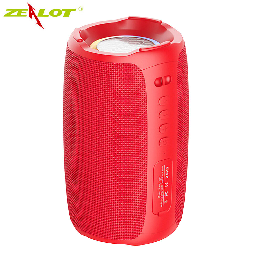 ZEALOT S61 Красные Высокомощные Беспроводные Bluetooth Колонки Портативная Колонна Для Компьютера Сабвуфер Boom Box Музыкальный Центр FM-Радио Многоцветные 30W 3600mAh Bluetooth 5.0 Размер 103*103*170mm Вес 633g