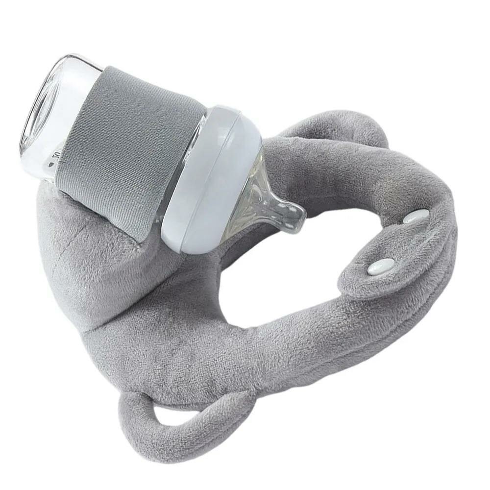 Подушка для детского бутылки, держатель бутылки для детей, лежащих в постели (серый), материал: полиэстер, размер: около 22*17*6 см, цвета: оранжевый/синий/розовый/серый/бежевый, в комплект входят: 1 подушка для кормления с держателем бутылки