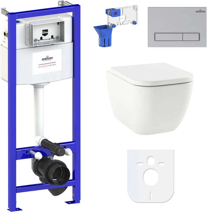 Комплект Lavinia Boho Унитаз подвесной One Compacto 3302102C / Крышка-сиденье One 33290200 с микролифтом / Инсталляция RelFix 38010010, Кнопка матовый хром, Дозатор