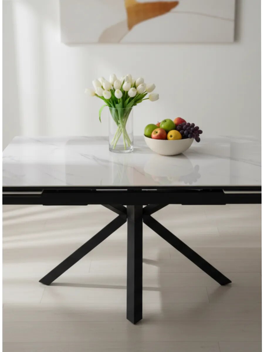 Стол обеденный керамический Пекин 120, цвет белый