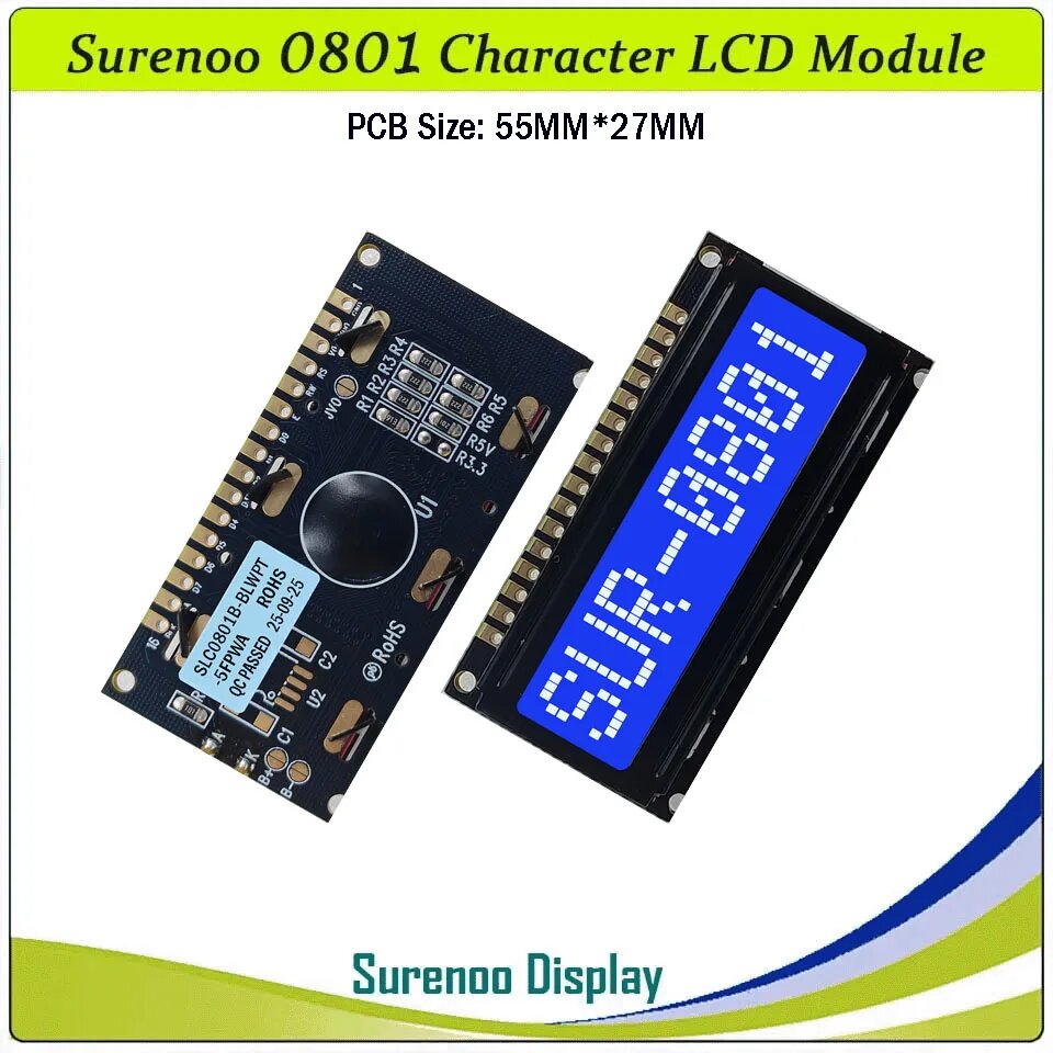 Surenoo 0801 Character LCD модуль, 0801B-BLW-Parallel