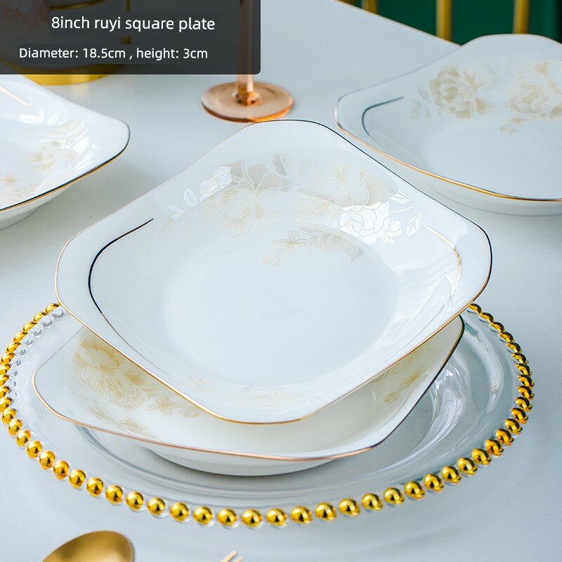 Набор посуды из Цзиндэчжэня: миска для риса, тарелка, суповая миска, новая китайская простая миска для лапши, набор