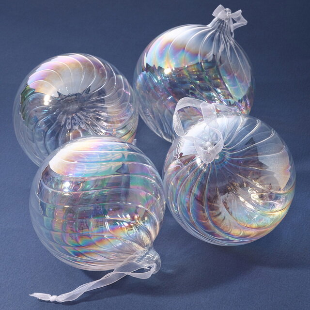 Елочные шары Fiume-Veneto Chiaro 10 см, 4 шт, стекло, Winter Deco, 5030027-набор