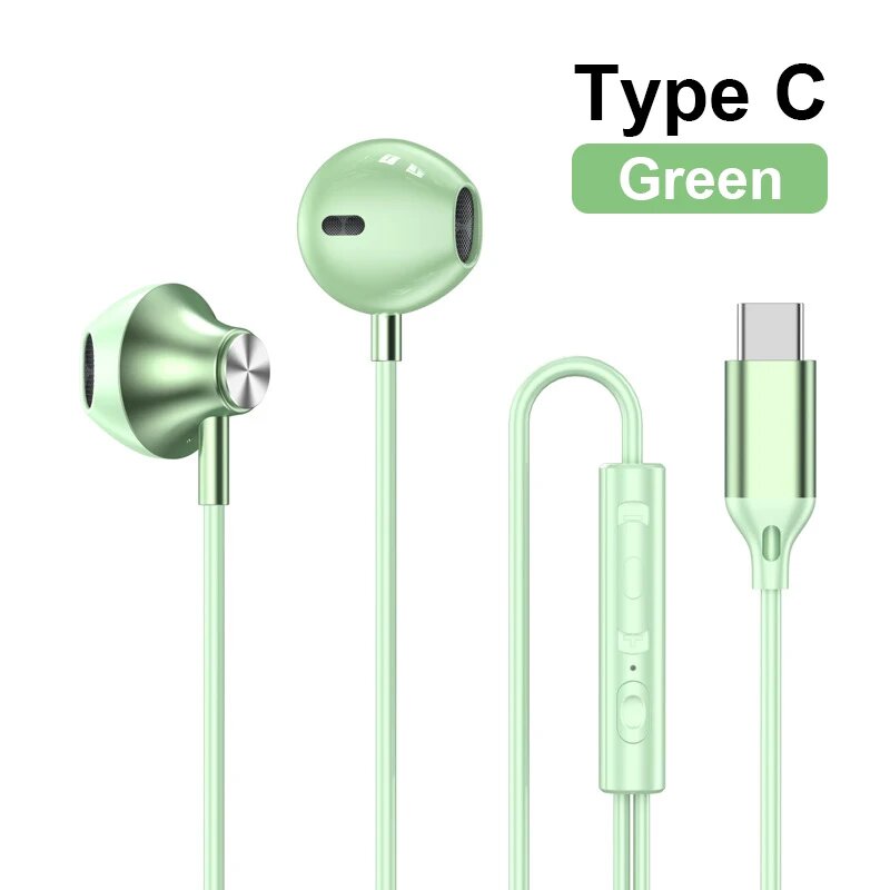 Наушники типа C с разъемом 3,5 мм, Hi-Fi стереоскопический звук с микрофоном, проводные наушники с линейным управлением, наушники для Samsung iPhone 16, гарнитура
