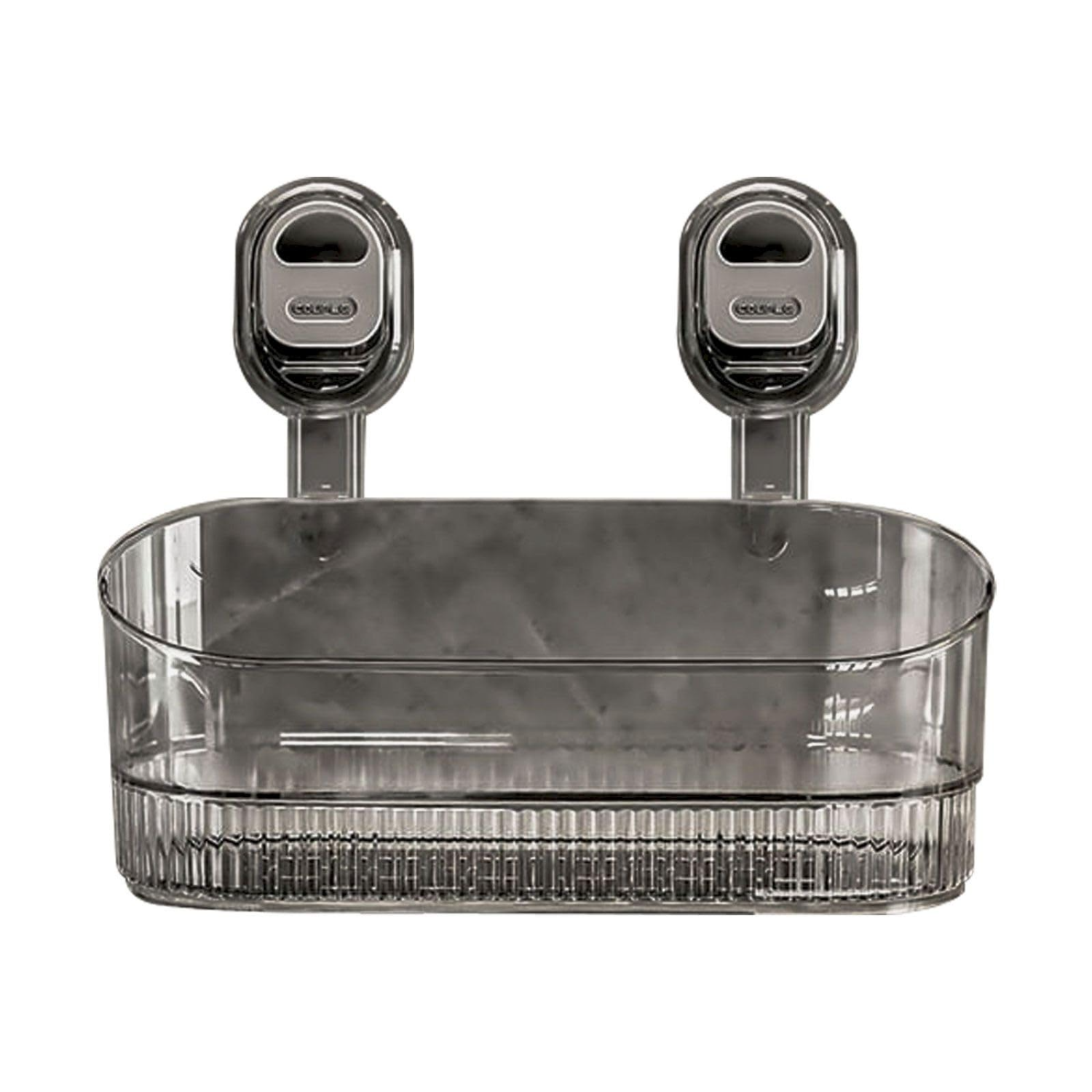 Кaja de almacenamiento de succión de baño sin taladros, soporte de almacenamiento de ventosa corrugado, potente caja de almacenamiento con ventosa, cesta de almacenamiento extraíble para colgar, Color: Gray, Weight: 560g, Material: PET, Package Size: