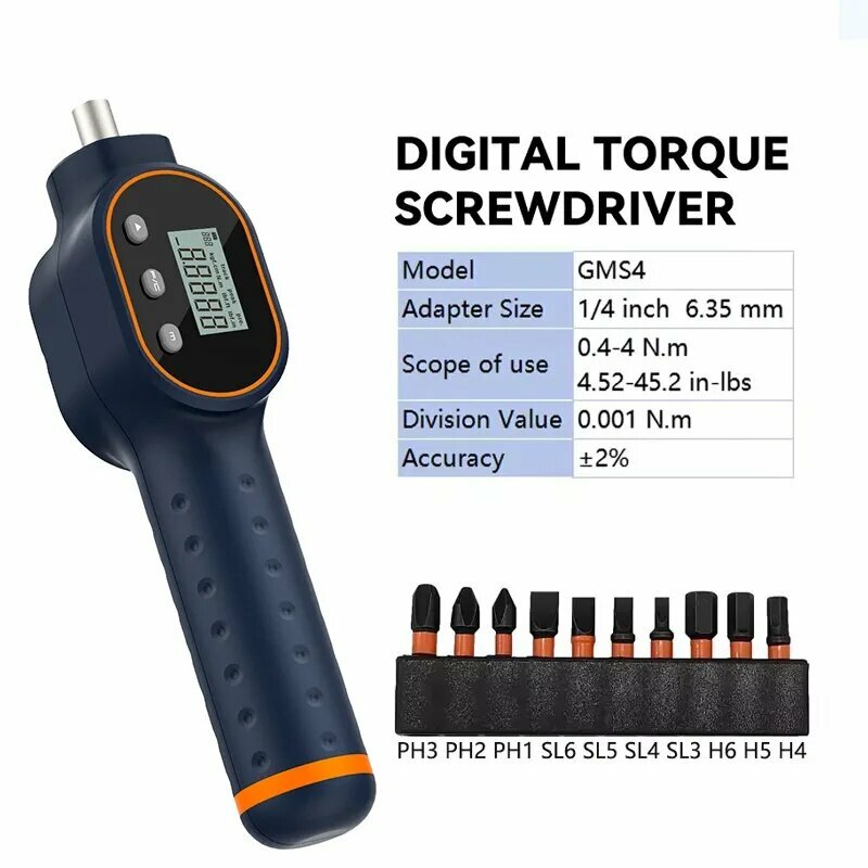 0,4-4 Нм Цифровая динамометрическая отвертка GOYOJO GMS4 со звуковым сигналом и функцией сохранения данных для автомехаников