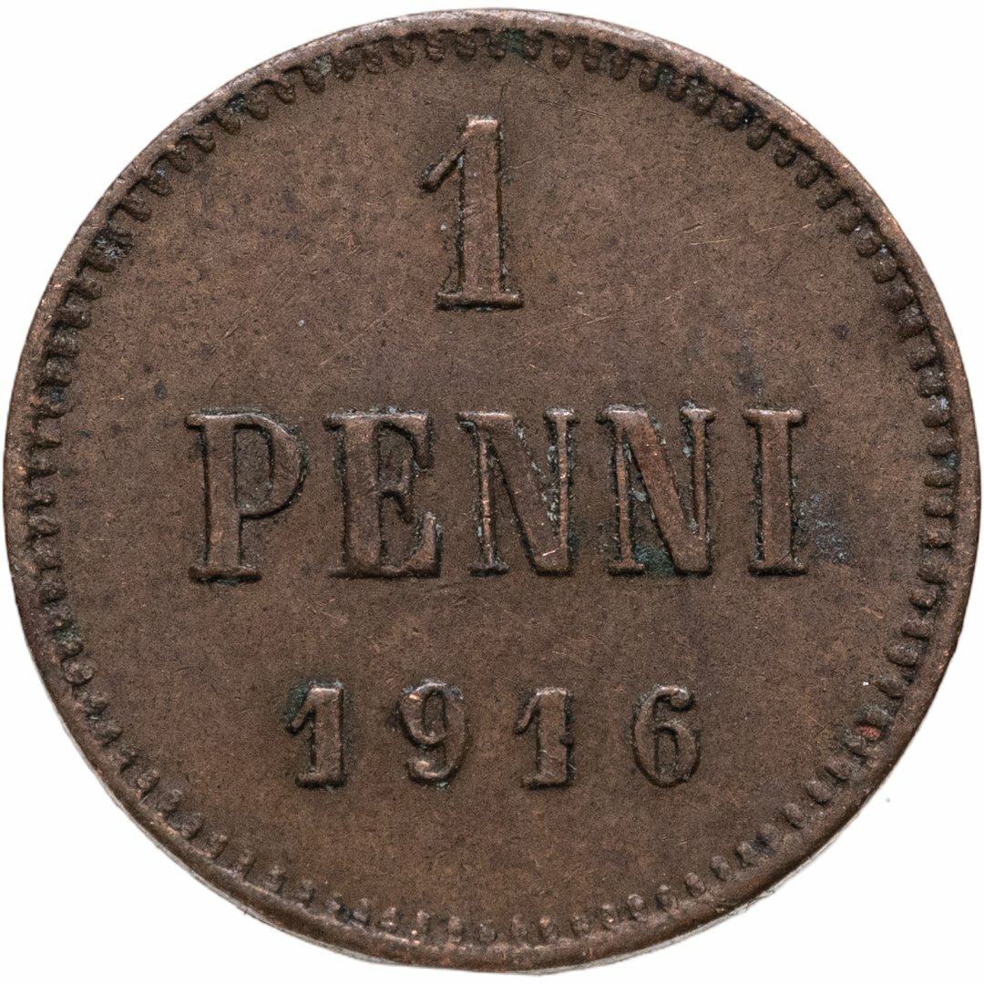 1 пенни penni 1916 Российская Финляндия, Медь, в сохранности XF