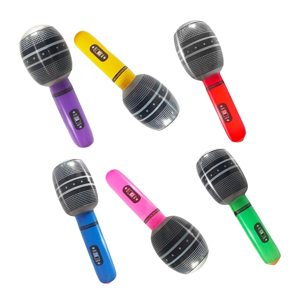 6 штук Надувных Микрофонов 10-дюймовый Имитированный Реквизит Косплей Микрофоны Подходят для Вечеринок 80-90-х годов и выступлений