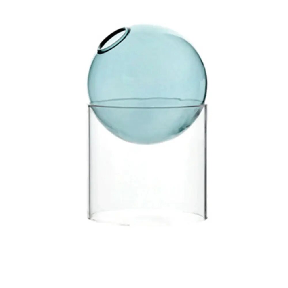 Стеклянная ваза голубая, светло-голубая-L флакон для ароматерапии, декоративная сферическая гидропонная цветочная