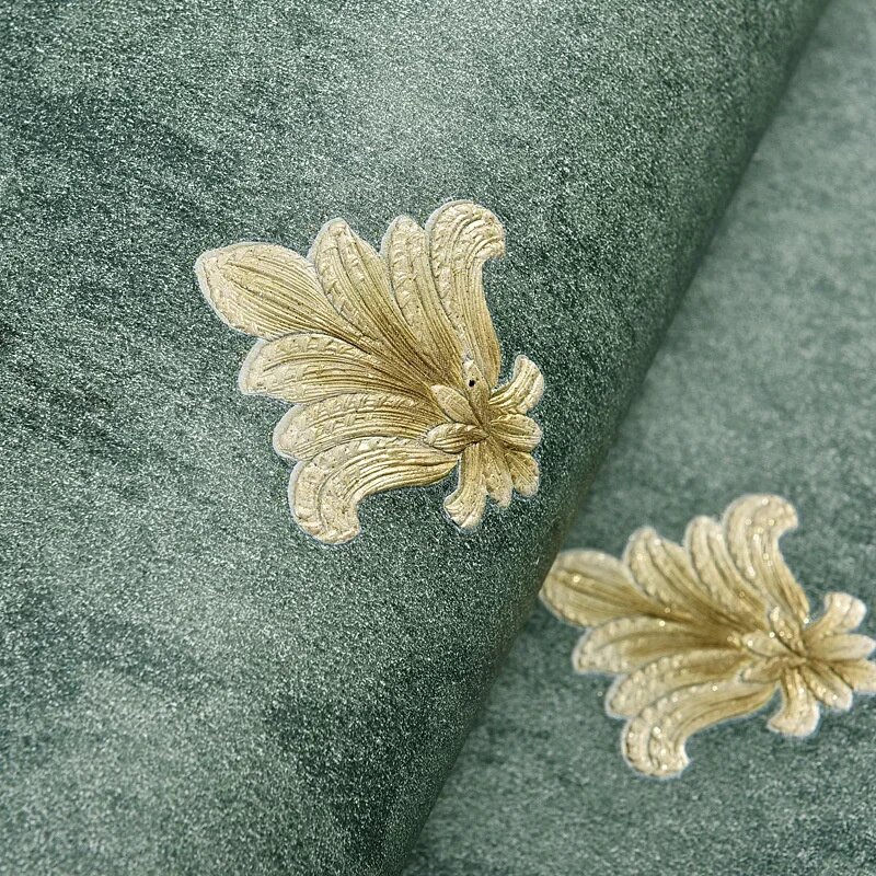 Текстильные обои темно-зелёного цвета в американском деревенском стиле Non-woven Material