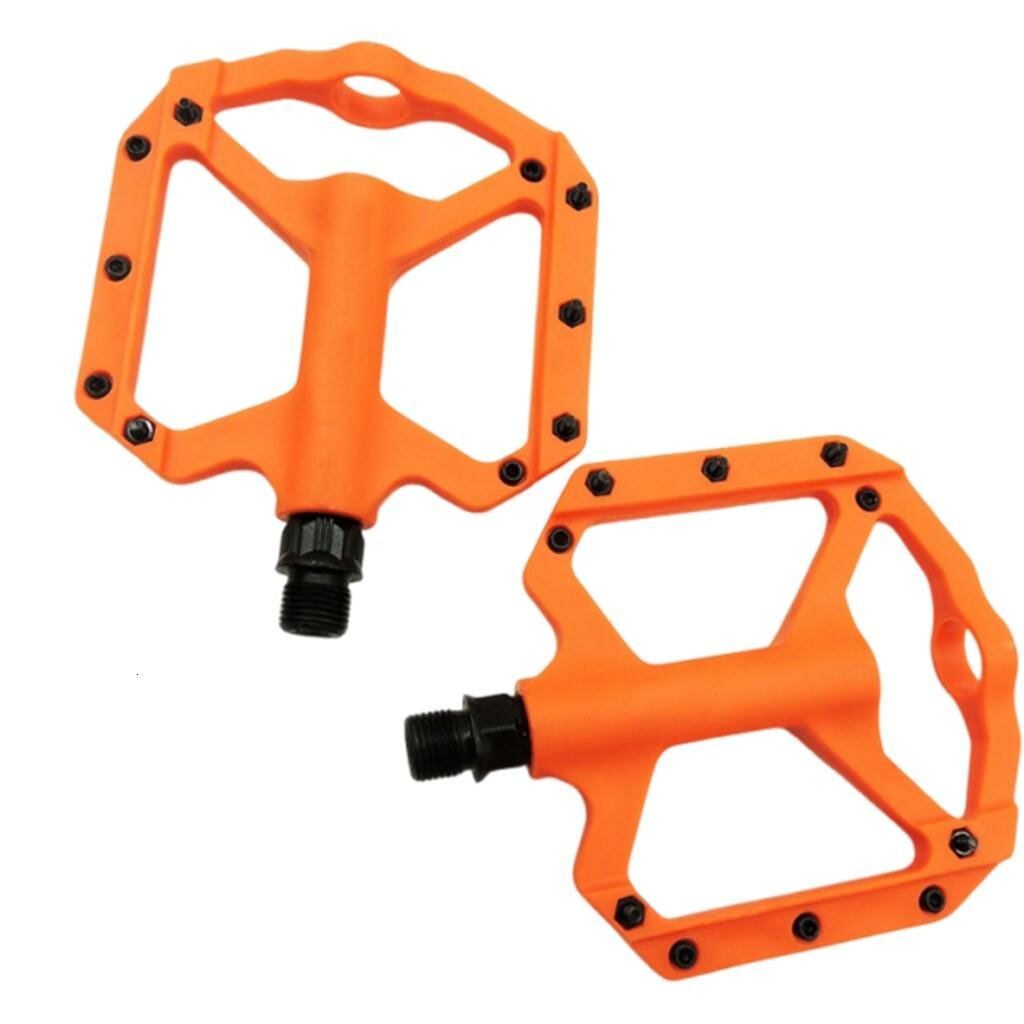 Плоские педали для велосипеда из нейлона, оранжевый цвет