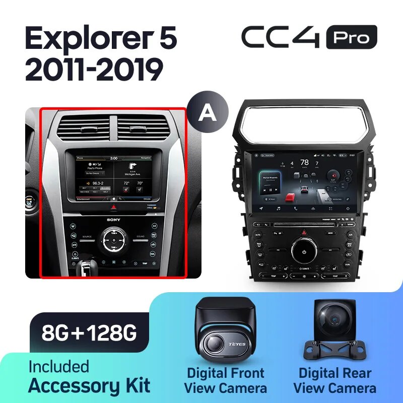 TEYES Тиайс CC4 PRO Штатная магнитола For Форд Эксплорер U502 For Ford Explorer 5 2011 - 2019 автомагнитола 2 DIN DVD GPS CarPlay Android Auto мультимедиа автомобиля головное Android магнитола Explorer5 CC4pAK128B