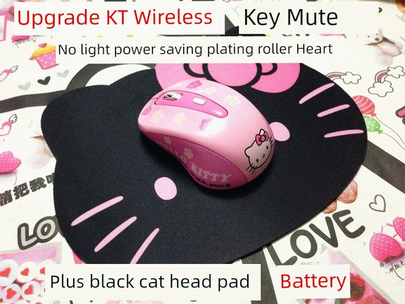 Милая мышь для девочек, проводная мышь Hello Kitty, бесшумная мультяшная офисная мышь KT для ноутбука, беспроводная