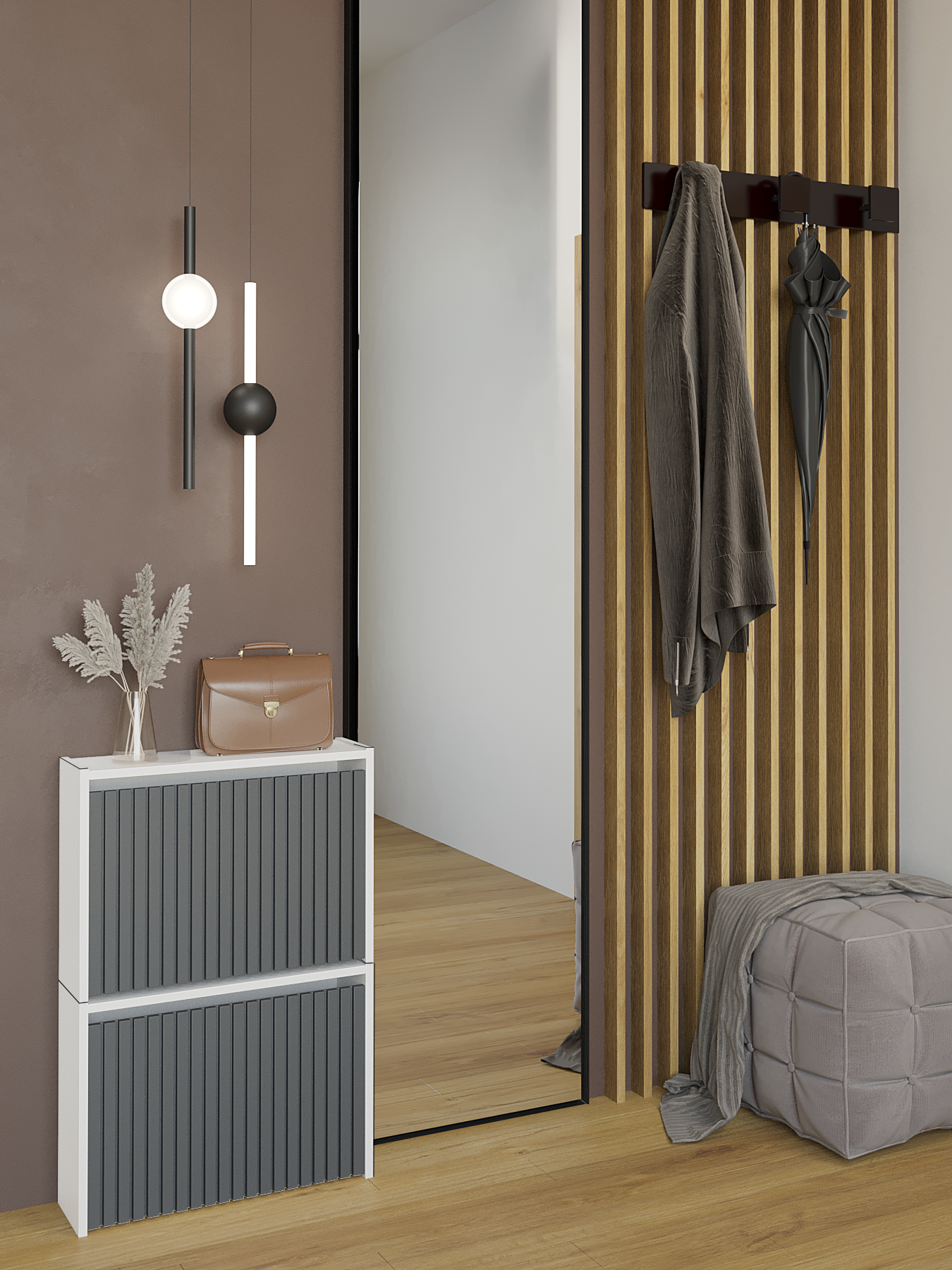 Обувница Флай 2 модуля в комплекте, 52,3х16,8х80,4 см, Белый/Графит