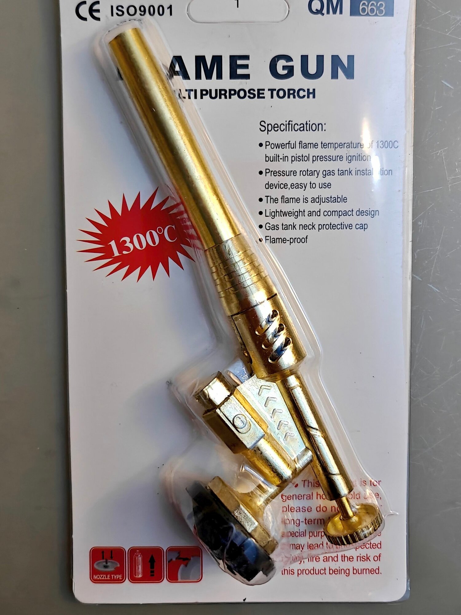 Горелка QM-663, пьезоподжиг, регулировка , регулятор пламени, металлический корпус