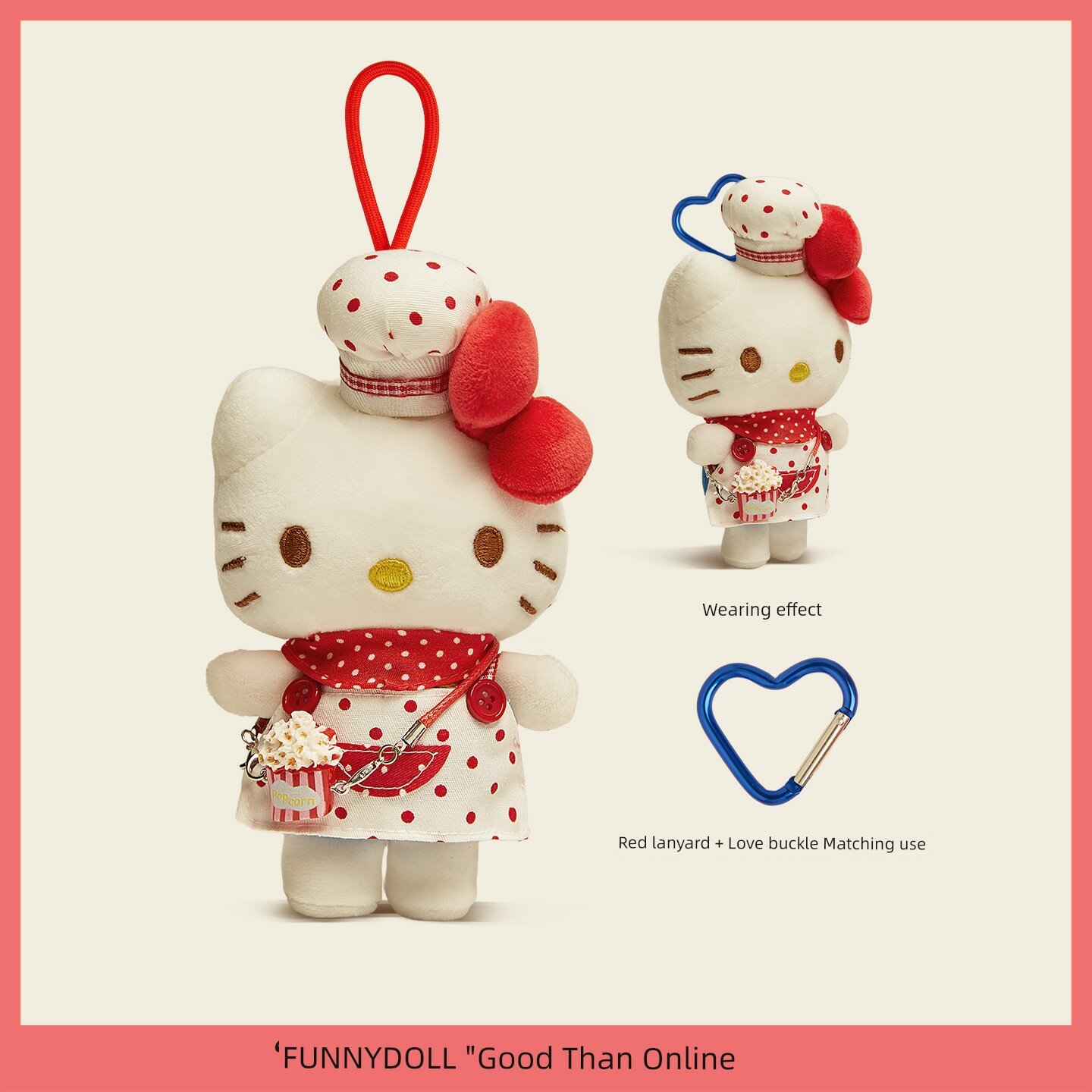 Оригинальный плюшевый брелок Hello Kitty Sanrio, милый кулон для сумки, украшение для рюкзака, маленькая игрушка