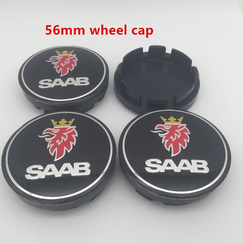 4 шт, 56 мм, 60 мм, 63 мм, 65 мм, 68 мм для Saab 9-3 9-5 9-2x 9-5x эмблема автомобиля, колпачки для центральной ступицы колес, крышки значков, Стайлинг автомобиля 56mm black cap