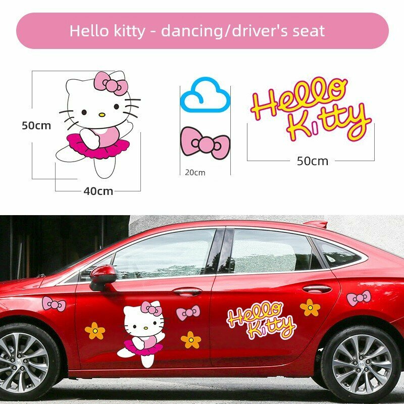 Наклейка Hello Kitty танцующая для водительского окна - виниловая наклейка для автомобиля