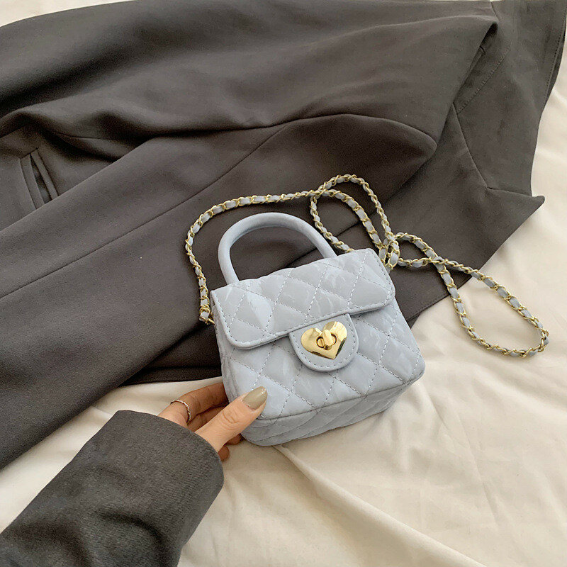 Миниатюрная сумка через плечо korean style с замком в виде сердца и стеганым дизайном, для дошкольников, синий